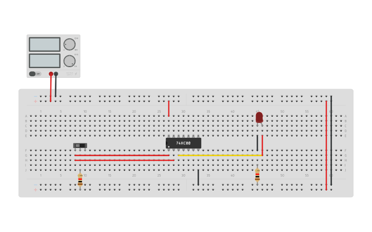 Circuit design NOT gate using NAND | Tinkercad