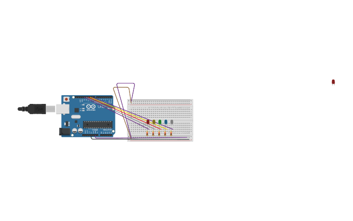 Circuit Design Five Leds Tinkercad
