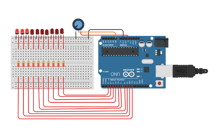 Circuit design Bar Graph L3 - Tinkercad
