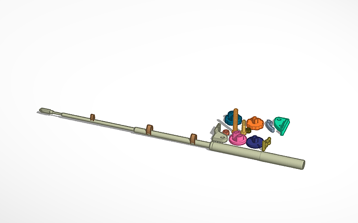 3D design Telescopic fishing rod with reel - Tinkercad
