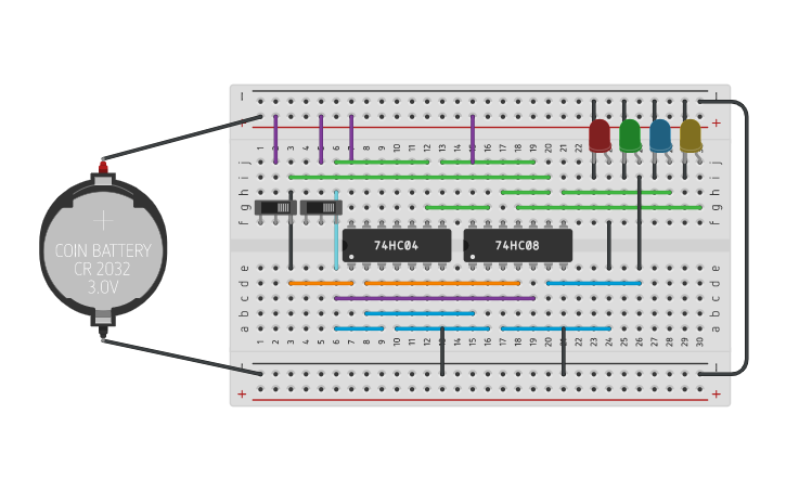 Circuit design 2 TO 4 LINE DECODER - Tinkercad
