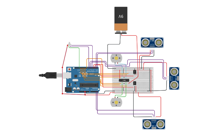 Circuit design Bumper Bot - Tinkercad