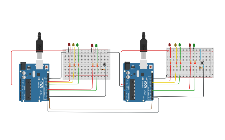 Circuit design Traffic light simulation - Tinkercad