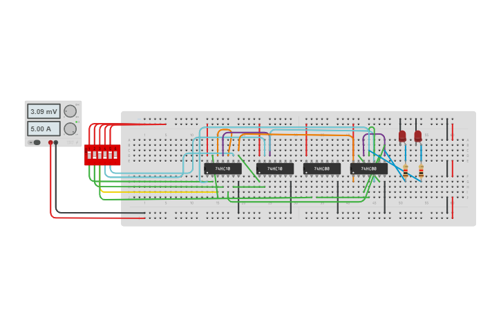Circuit design Master Slave JK Flipflop - Tinkercad