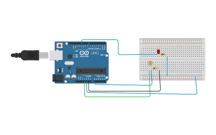 Circuit design LDR - Tinkercad