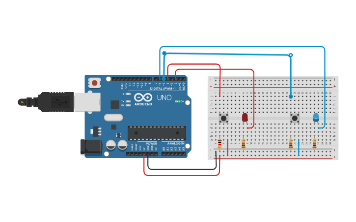 Circuit design Multiple Push Buttons and LEDs_Gacad - Tinkercad Circuit design Multiple Push Buttons and LEDs_Gacad - Tinkercad