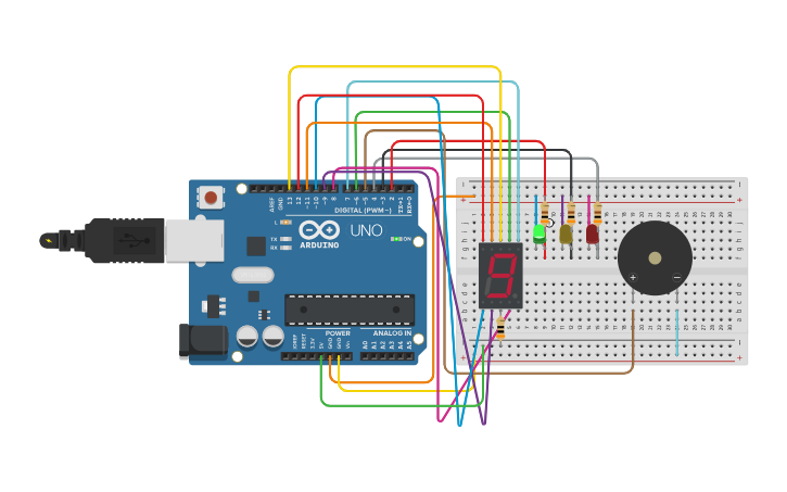 Circuit design Traffic Light Control System - Tinkercad