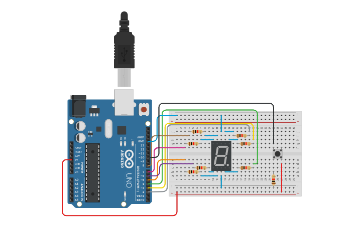 Circuit design 23 April: 7 segments | Tinkercad