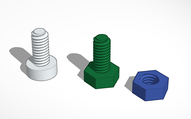 3D design Nut & Bolts M4 - Tinkercad