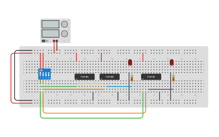 Circuit design Half subtractor | Tinkercad