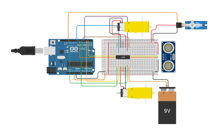 Circuit design Carrito autónomo con control de velocidad - Tinkercad
