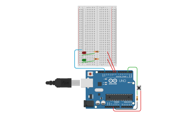 Circuit design el boton esta apretado o no | Tinkercad Circuit design el boton esta apretado o no | Tinkercad