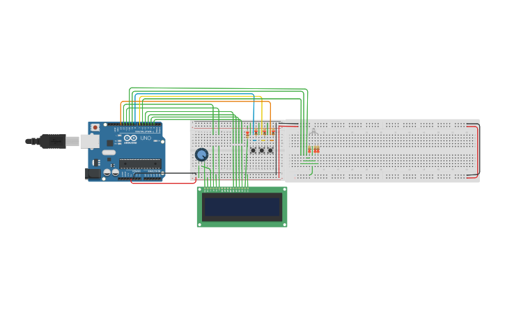 Circuit design Copy of Selección menu LCD - Tinkercad