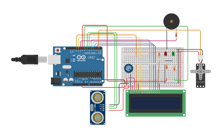 Circuit design SENSOR Hand Sanitizer Otomatis - Tinkercad