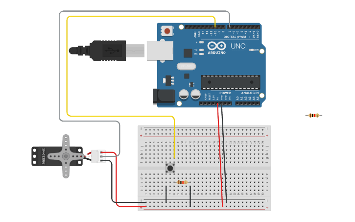 Circuit design servo with botton - Tinkercad Circuit design servo with botton - Tinkercad