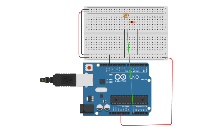 Circuit design Light intensity sensor - Tinkercad