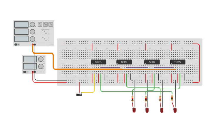 Circuit design left shift register | Tinkercad