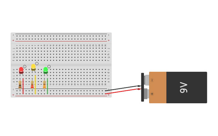 Circuit design Encender 3 leds - Tinkercad
