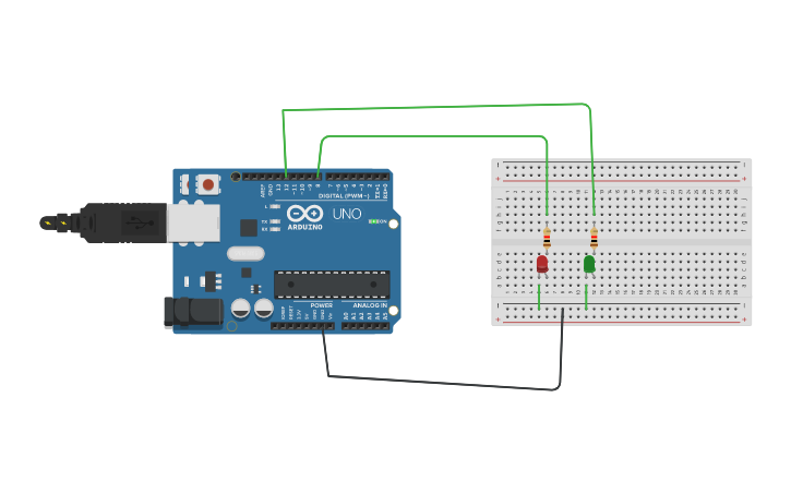 Circuit design Blinking of LED - Tinkercad