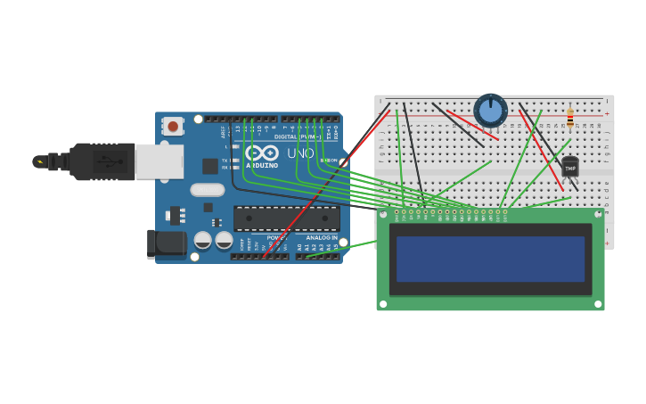 Circuit Design Temperature Sensor Display With Lcd In Arduino Tinkercad