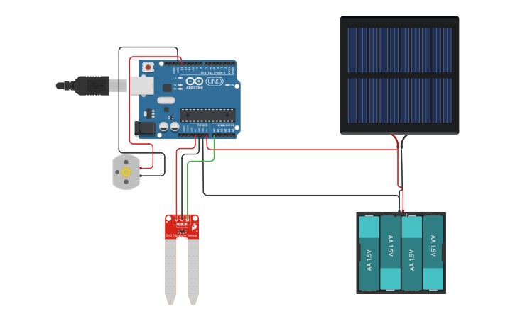 Circuit design Soil moisture sensor - Tinkercad