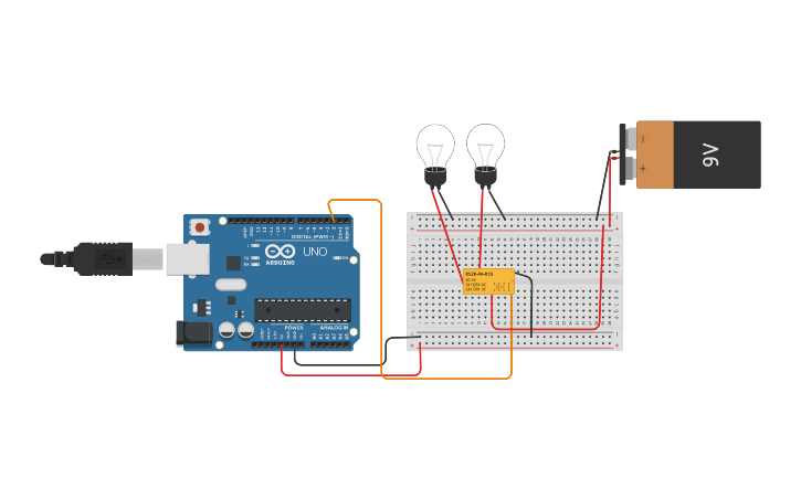 Circuit design Copy of LED 2 + Relay - Tinkercad