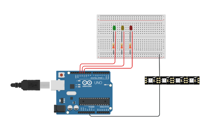 Circuit design den giao thong - Tinkercad