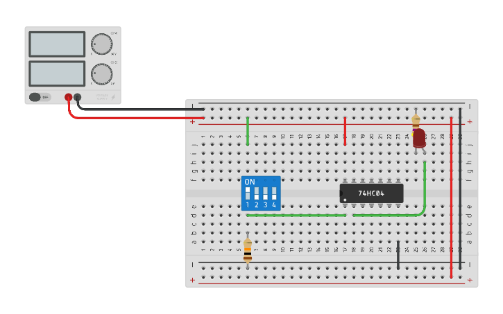Circuit design 7404 - Tinkercad