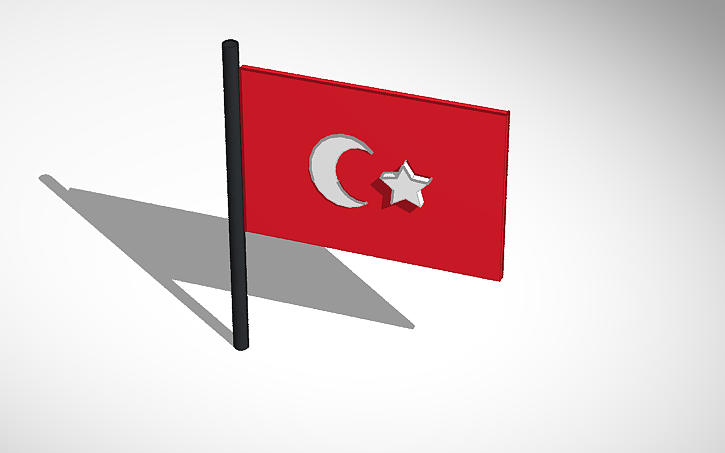 3D design Türk bayrağı - Tinkercad