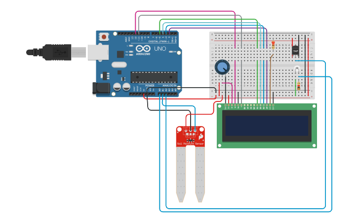 Circuit design Soil-Temp-Amb.Light Sensor - Tinkercad