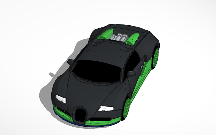 3D design Green Bugatti (Updated) - Tinkercad