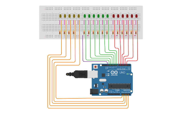 Circuit design Reloj Binario - Tinkercad