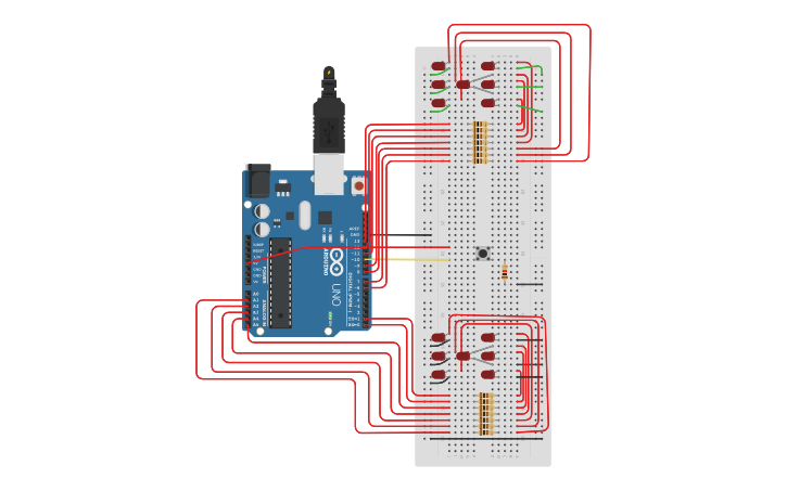 Circuit design Led two dice - Tinkercad
