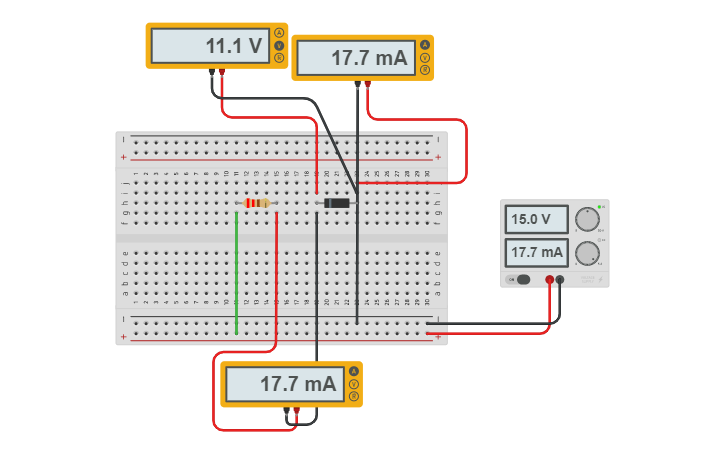 Circuit design Diode Zener - Tinkercad