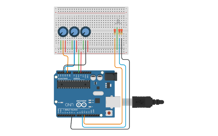 Circuit Design Copy Of Rgb With 3 Potentiometers Tinkercad