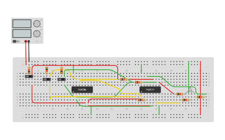 Circuit design traffic lights using logic gates - Tinkercad