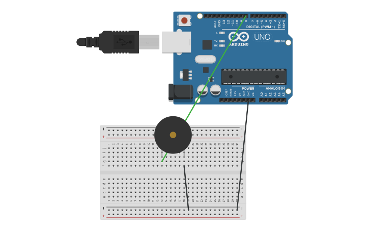 Circuit design buzzer - Tinkercad