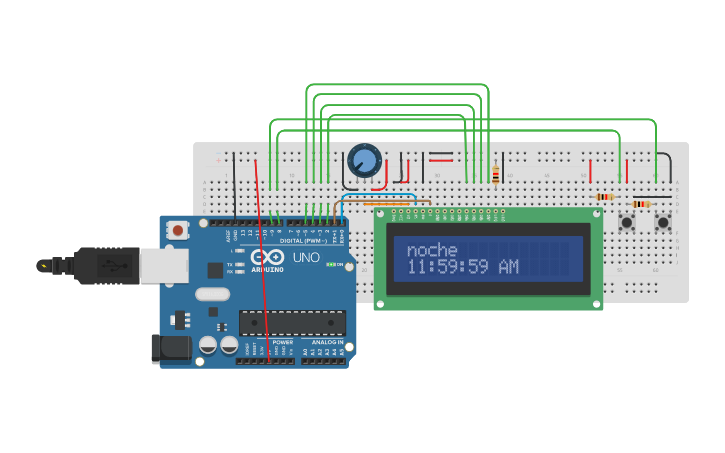 Circuit design reloj digital - Tinkercad