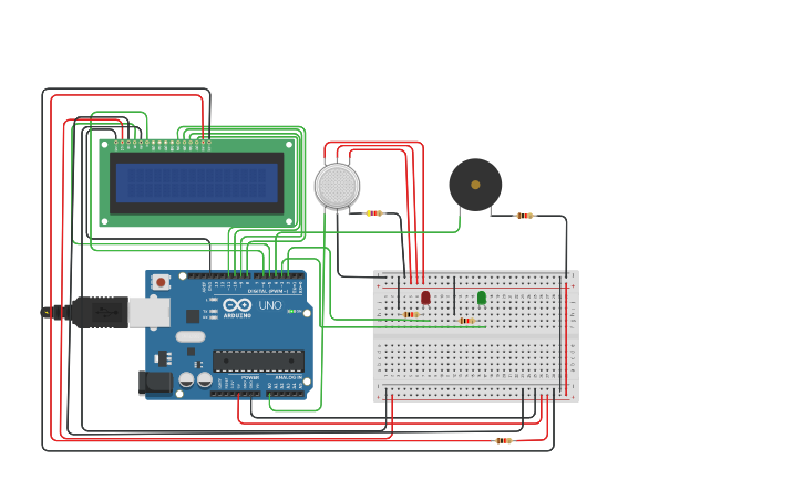 Circuit Design Arduino Gas Detector Tinkercad
