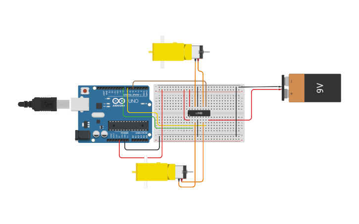 Circuit design Gearmotor-fwd-rew-left-right - Tinkercad