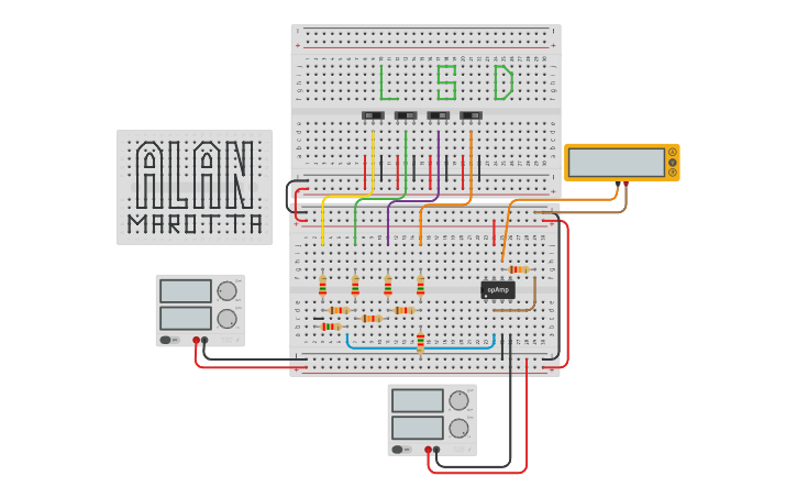Circuit design LAS Conversor Digital Analogico | Tinkercad