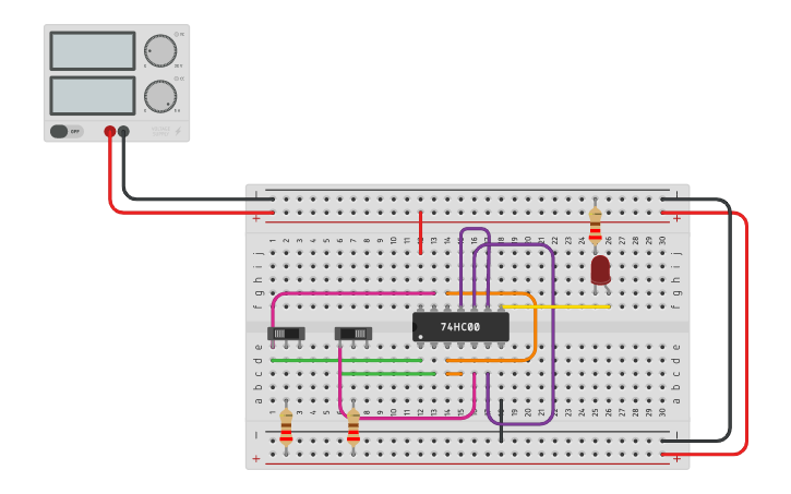 Circuit design XOR Gate using NAND Gate only - Tinkercad