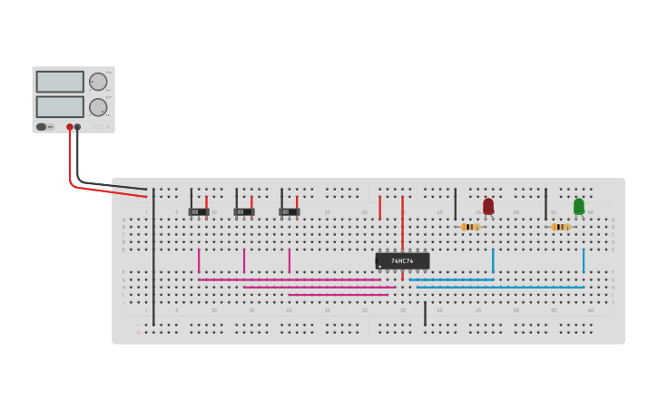 Circuit design Dff - Tinkercad