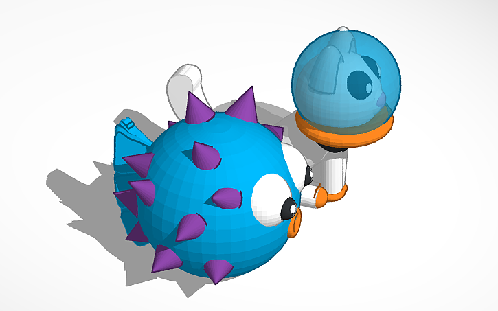 3D design Cat and Pufferfish - Tinkercad