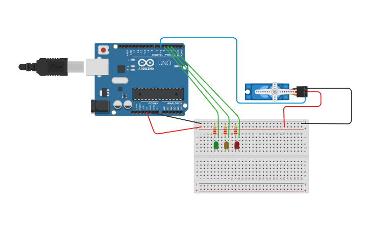 Circuit design Paso a nivel | Tinkercad