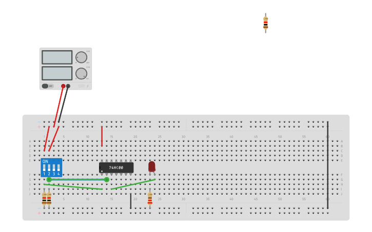 Circuit design Compuerta lógica XOR, NAND, NOR - Tinkercad