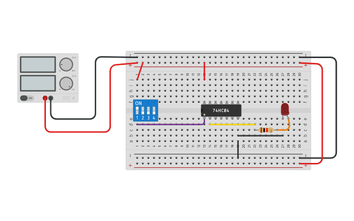 Circuit design compuerta NOT | Tinkercad