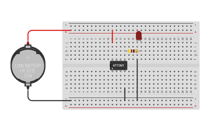 Circuit design Attiny led vilgutaja - Tinkercad
