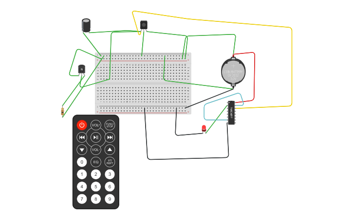 Circuit design Control Led by remote - Tinkercad