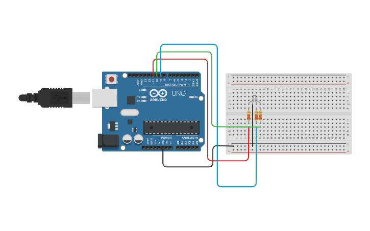 Circuit design Led RGB - Tinkercad